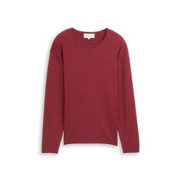 Tom Tailor Denim Herren Strickpullover aus Baumwolle, rot, Uni, Gr. XL