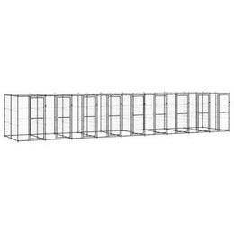 vidaXL Outdoor-Hundezwinger Stahl mit Dach schwarz 9,9 m, 2,2 m, 1,8 m