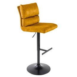 Riess Ambiente riess-ambiente Barhocker COMFORT - h&ouml;henverstellbar senfgelb Samt schwenkbar Barstuhl Fu&szlig;ablage