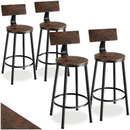 TecTake&reg; Set Barhocker, mit R&uuml;ckenlehne, Holz und Stahl, Sitzh&ouml;he 73 cm