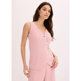 bonprix Blazerweste mit dekorativen Kn&ouml;pfen, rosa, Gr.42, modische Blazerweste aus leicht strukturiertem Jersey mit dekorativen Kn&ouml;pfen vorne