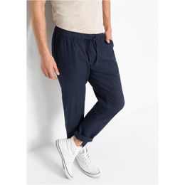 bonprix Regular Fit Schlupfhose aus luftigem Leinen-Mix Straight, blau, Gr.56, Moderne Joggpants in sommerlicher Qualit&auml;t., aus Leinen