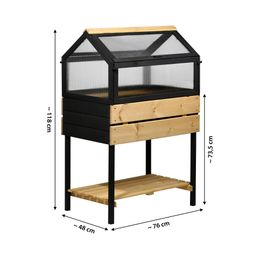 Tchibo - 4-Jahreszeiten-Hochbeet - 48x76x118cm - schwarz - Kiefernholz / Polycarbonat