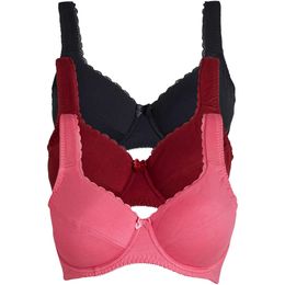 bonprix BH mit B&uuml;gel mit weicher Bio-Baumwolle (3er Pack), rot, Gr.100E, B&uuml;gel-BH mit breiten und gepolsterten Tr&auml;gern f&uuml;r einen hohen Tragekomfort., 100% Baumwolle (organic)