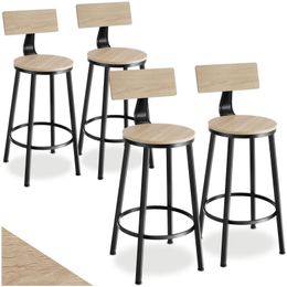 TecTake&reg; Set Barhocker, mit R&uuml;ckenlehne, Holz und Stahl, Sitzh&ouml;he 73 cm
