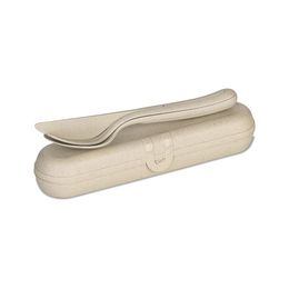 Besteck-Set Koziol "KLIKK READY Besteck Etui + Besteckset", nature desert sand, 4, Kunststoff, Essbesteck-Sets