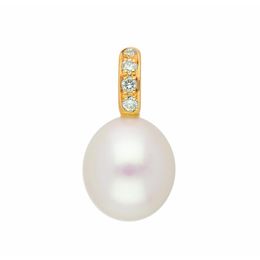 Adelia&acute;s Kette mit Anh&auml;nger ADELIA&acute;S "Damen 585 Gold Anh&auml;nger mit Diamant und S&uuml;&szlig;wasserperle", gold, Halsketten, Damen, 0,06, Gold, Schmuckset - Set mit Halskette