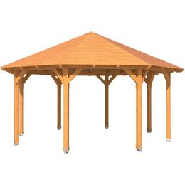 Skan Holz Holzpavillon SKANHOLZ "Lyon 3", beige (natur), B/H/T: 347cm, Pavillons, Douglasie, 471 x 471 cm