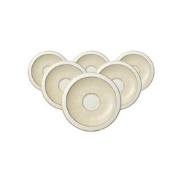 Villeroy & Boch Untertasse VILLEROY & BOCH "Kaffee-/Teeuntertassen Ivoire &oslash; 16 cm 6er Set wei&szlig;-gold", bunt (wei&szlig;, gold), L:16cm, Speiseteller