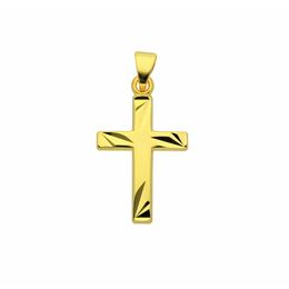 Adelia&acute;s Kreuzkette ADELIA&acute;S "Halskette - Kreuzkette mit Kreuz Anh&auml;nger aus 585 Gold", gold, Halsketten, Damen, Gelbgold 585 Gold, Gelbgold 585, Gold, Kreuzkette, Schmuckset mit bis 45 cm stufenlos verstellbarer 925 Silber Halskette
