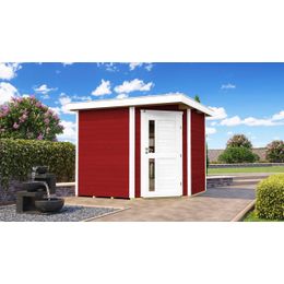 Gartenhaus Weka "229 A", rot (rot, wei&szlig;), Fu&szlig;boden im Gartenhaus, ohne Dacheindeckung, Massivholz, Gartenh&auml;user, Gartenhaus