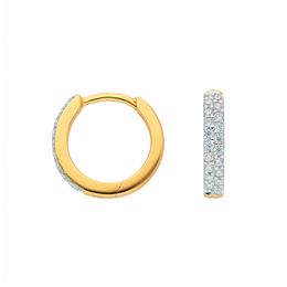 Adelia&acute;s Paar Creolen ADELIA&acute;S "13,1 mm ⌀ Creolen Ohrringe 333 Gold ( 8K ) mit Zirkonia", silber, Ohrringe, Damen, Damen, Gold, Goldohrringe
