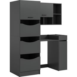 Badm&ouml;bel-Set Welltime "FALAS, 4-teilig, Hauswirtschaftsraum Set, Breite 126 cm", anthrazit nb, B:126cm H:195cm T:68cm, Holzwerkstoff, Kastenm&ouml;bel-Sets, Badm&ouml;bel-Set, Kombination, Waschmaschinenumbau, Waschmaschinenschrank, W&auml;schekammer