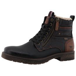 Winterstiefelette Mustang Shoes "Midor", Herren, Gr. 42, schwarz, Lederimitat, Textil, Basic, Schuhe Winterstiefelette, Schn&uuml;rstiefel, Winterstiefel mit Warmfutter