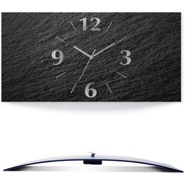 Wanduhr Artland "Schiefer", schwarz, B:50cm H:25cm T:0,3cm, Wanduhren, Wanduhr, wahlweise mit Quarz- oder Funkuhrwerk, lautlos ohne Tickger&auml;usche