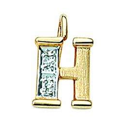 Adelia&acute;s Namenskette ADELIA&acute;S "Halskette - Namenskette mit Buchstabenanh&auml;nger H mit Diamant aus", gold, Halsketten, Damen, 0,02 mit Diamant, Gelbgold 585 Gold, Gelbgold 585, Gold, Schmuckset mit bis 45 cm stufenlos verstellbarer 925 Silber Halskette
