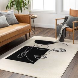 Teppich LIVABLISS "COBO", wei&szlig;, B:160cm H:11mm L:213cm, Kunstfaser, Teppiche, Teppich, Skandi Design, Modern Boho Kurzflor Wohnzimmerteppich, Schlafzimmer