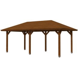 Skan Holz Holzpavillon SKANHOLZ "Orleans 1", braun (nussbaum), B/H/T: 314cm, Pavillons, Leimholz, 294 x 576 cm