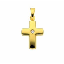 Adelia&acute;s Kreuzkette ADELIA&acute;S "Halskette - Kreuzkette mit Kreuz Anh&auml;nger mit Zirkonia aus 333", gold, Halsketten, Damen, Gelbgold 333 Gold, Gelbgold 333, Gold, Kreuzkette, Schmuckset mit bis 45 cm stufenlos verstellbarer 925 Silber Halskette