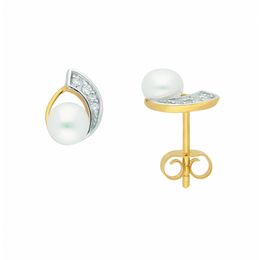 Adelia&acute;s Paar Ohrstecker ADELIA&acute;S "Perlen Ohrstecker Ohrringe 333 Gold ( 8K ) mit Zirkonia", gold (silber), Ohrringe, Damen, Damen, Gold, Goldohrringe Perle