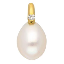 Adelia&acute;s Kettenanh&auml;nger ADELIA&acute;S "585 Gold Anh&auml;nger", gold, Schmuckanh&auml;nger, Damen, 0,03 VVS = sehr sehr kleine Einschl&uuml;sse mit Brillant, Gold, Kettenanh&auml;nger, mit Diamant und S&uuml;&szlig;wasserperle Goldschmuck f&uuml;r Damen
