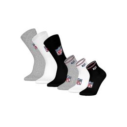 Kurzsocken NFL "Socken NFL SHIELD 6Pack Socks Mix 6er Pack", Herren, Gr. 43-46, bunt (wei&szlig;, grau, schwarz), Obermaterial: 61% Baumwolle CO. 35% Polyester PES. 4% Elasthan EL., Socken