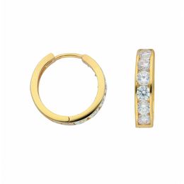 Adelia&acute;s Paar Creolen ADELIA&acute;S "15,7 mm ⌀ Creolen Ohrringe 585 Gold ( 14K ) mit Zirkonia", gold, Ohrringe, Damen, Damen, Gold, Goldohrringe