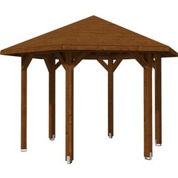 Skan Holz Holzpavillon SKANHOLZ "Nancy 2", braun (nussbaum), B/H/T: 304cm, Pavillons, Leimholz, 333 x 288 cm