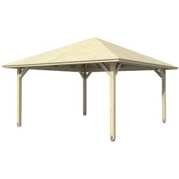 Skan Holz Holzpavillon SKANHOLZ "Cannes 3", beige (natur), B/H/T: 344cm, Pavillons, Leimholz, 424 x 424 cm