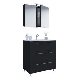 Waschtisch Vcm "3-tlg. Waschplatz Waschtisch Badinos Schublade SP", schwarz, B:60cm T:46cm, Waschtische, Waschtisch