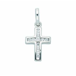 Adelia&acute;s Kreuzkette ADELIA&acute;S "Halskette - 333 Wei&szlig;gold Kreuzkette mit Kreuz Anh&auml;nger mit", silber, Halsketten, Damen, Gold Wei&szlig;gold 333, Gold, Wei&szlig;gold 333, Kreuzkette, Schmuckset mit bis 45 cm stufenlos verstellbarer 925 Silber Halskette