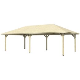 Skan Holz Holzpavillon SKANHOLZ "Orleans 3", beige (natur), B/H/T: 344cm, Pavillons, Leimholz, 424 x 836 cm