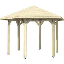 Skan Holz Holzpavillon SKANHOLZ "Nancy 2", beige (natur), B/H/T: 304cm, Pavillons, Leimholz, 333 x 288 cm