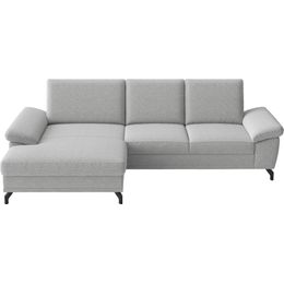 Sit & More Ecksofa SIT & MORE "Chelsea", silber, B:264cm H:89cm T:174cm, 100% Polyester, Sofas, Ecksofa, optional mit Bettfunktion und Bettkasten