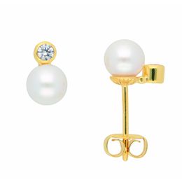 Adelia&acute;s Paar Ohrstecker ADELIA&acute;S "Perlen Ohrstecker Ohrringe 333 Gold ( 8K ) mit Zirkonia", gold, Ohrringe, Damen, Damen, Gold, Goldohrringe Perle