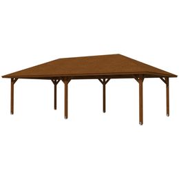 Skan Holz Holzpavillon SKANHOLZ "Orleans 3", braun (nussbaum), B/H/T: 344cm, Pavillons, Leimholz, 424 x 836 cm