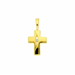 Adelia&acute;s Kreuzkette ADELIA&acute;S "Halskette - Kreuzkette mit Kreuz Anh&auml;nger mit Zirkonia aus 333", gold, Halsketten, Damen, Gelbgold 333 Gold, Gelbgold 333, Gold, Kreuzkette, Schmuckset mit bis 45 cm stufenlos verstellbarer 925 Silber Halskette