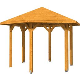 Skan Holz Holzpavillon SKANHOLZ "Nancy 2", braun (eiche hell), B/H/T: 304cm, Pavillons, Leimholz, 333 x 288 cm