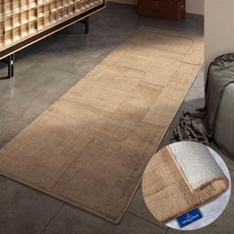 Villeroy & Boch Wollteppich VILLEROY & BOCH "Charlotte", beige, B:80cm H:10mm L:250cm, Wolle, Teppiche, L&auml;ufer, Handgewebt, Wolle, Natur, L&auml;ufer, Wohnzimmer, Geometrie