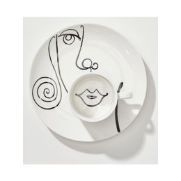 Geschirr-Set, schwarz-wei&szlig; (wei&szlig;, schwarz), Porzellan, Geschirr-Sets, Geschirr-Set