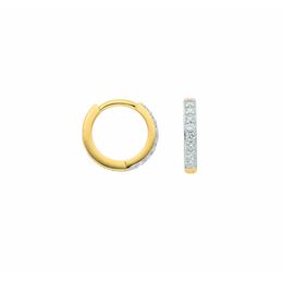 Adelia&acute;s Paar Creolen ADELIA&acute;S "11,6 mm ⌀ Creolen Ohrringe 585 Gold ( 14K ) mit Zirkonia", silber, Ohrringe, Damen, Damen, Gold, Goldohrringe