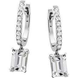Paar Creolen Firetti "Schmuck Geschenk Silber 925 Ohrschmuck Ohrringe", silber (silberfarben, kristallwei&szlig;, kristallwei&szlig;), Ohrringe, Damen, 11,7mm, Silber 925 (Sterlingsilber), mit Zirkonia (synth.)