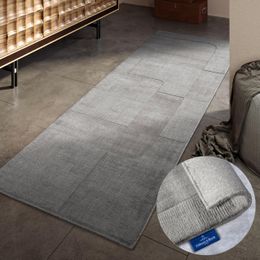 Villeroy & Boch Wollteppich VILLEROY & BOCH "Charlotte", grau, B:80cm H:10mm L:250cm, Wolle, Teppiche, L&auml;ufer, Handgewebt, Wolle, Natur, L&auml;ufer, Wohnzimmer, Geometrie
