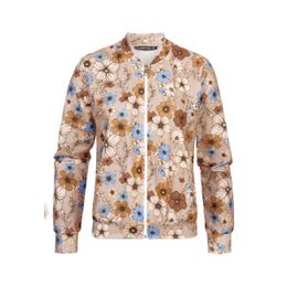 Klassische Bluse CLOUD 5IVE "CLOUD 5IVE Blouson with All-Over Flower Print", Damen, Gr. L, beige, 95% Polyester, 5% Elasthan, Blusen