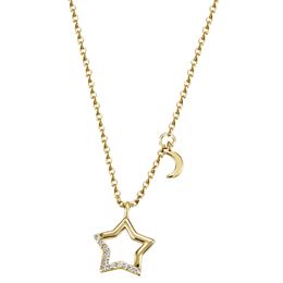 Kette mit Anh&auml;nger Firetti "Schmuck Geschenk Silber 925 Halsschmuck Halskette Ankerkette Stern", gold (gelbgoldfarben, kristallwei&szlig;), Halsketten, Damen, Silber 925 (Sterlingsilber), L: 45 B: 1,2mm, mit Zirkonia (synth.), B:1,2mm