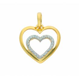 Adelia&acute;s Herzkette ADELIA&acute;S "Halskette - Herzkette mit Anh&auml;nger Herz mit Zirkonia aus 333", gold, Halsketten, Damen, Gelbgold 333 Gold, Gelbgold 333, Gold, Herzkette, Schmuckset mit bis 45 cm stufenlos verstellbarer 925 Silber Halskette