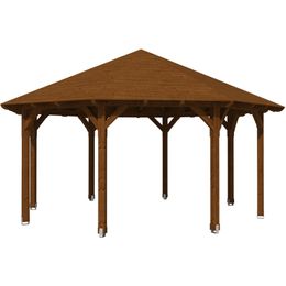 Skan Holz Holzpavillon SKANHOLZ "Lyon 3", braun (nussbaum), B/H/T: 347cm, Pavillons, Douglasie, 471 x 471 cm