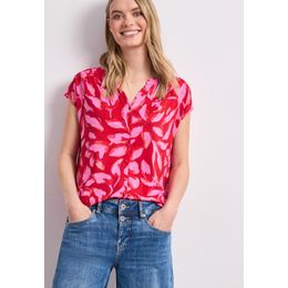 Street One Damen Shirttopsalsa rot, Gr. 36, gebl&uuml;mt, Jersey, Obermaterial: 50% Baumwolle, 50% Modal, Tops, Sommershirt im floralem Look und mit