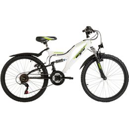 Kinderfahrrad WYLD "Kinder-Mountainbike Fully ATB 24" Zodiac wei&szlig;-gr&uuml;n 18 G&auml;nge RH 38 cm" Gr. 38, wei&szlig; (wei&szlig;, schwarz), Fahrr&auml;der, Kinder, 38cm, 24 Zoll (60,96cm) hinten: 24 Zoll (60,96cm)