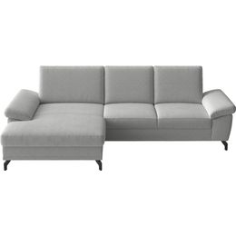 Sit & More Ecksofa SIT & MORE "Chelsea", silber, B:264cm H:89cm T:174cm, 100% Polyester, Sofas, Ecksofa, optional mit Bettfunktion und Bettkasten